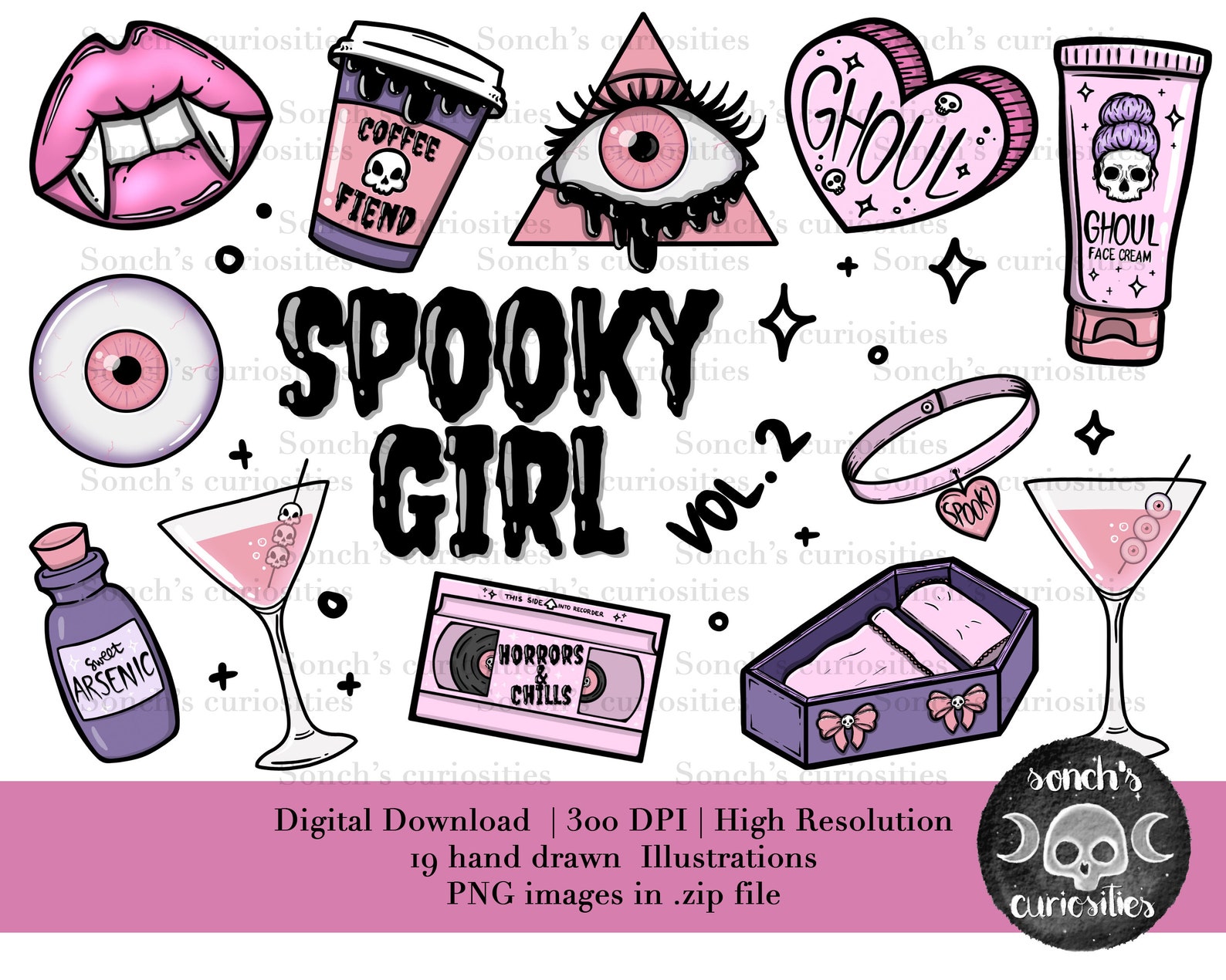 Spooky Girl 2 Clipart Set Printable Digital Download PNG - Etsy UK
