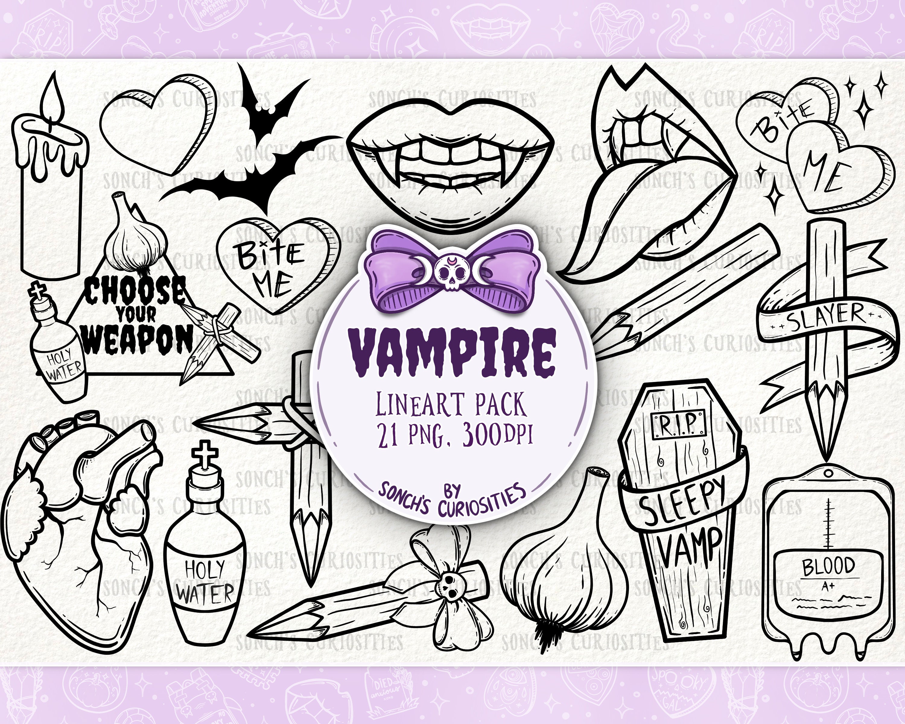 Vampire Clipart LINEART Set Printable Digital Download PNG - Etsy UK