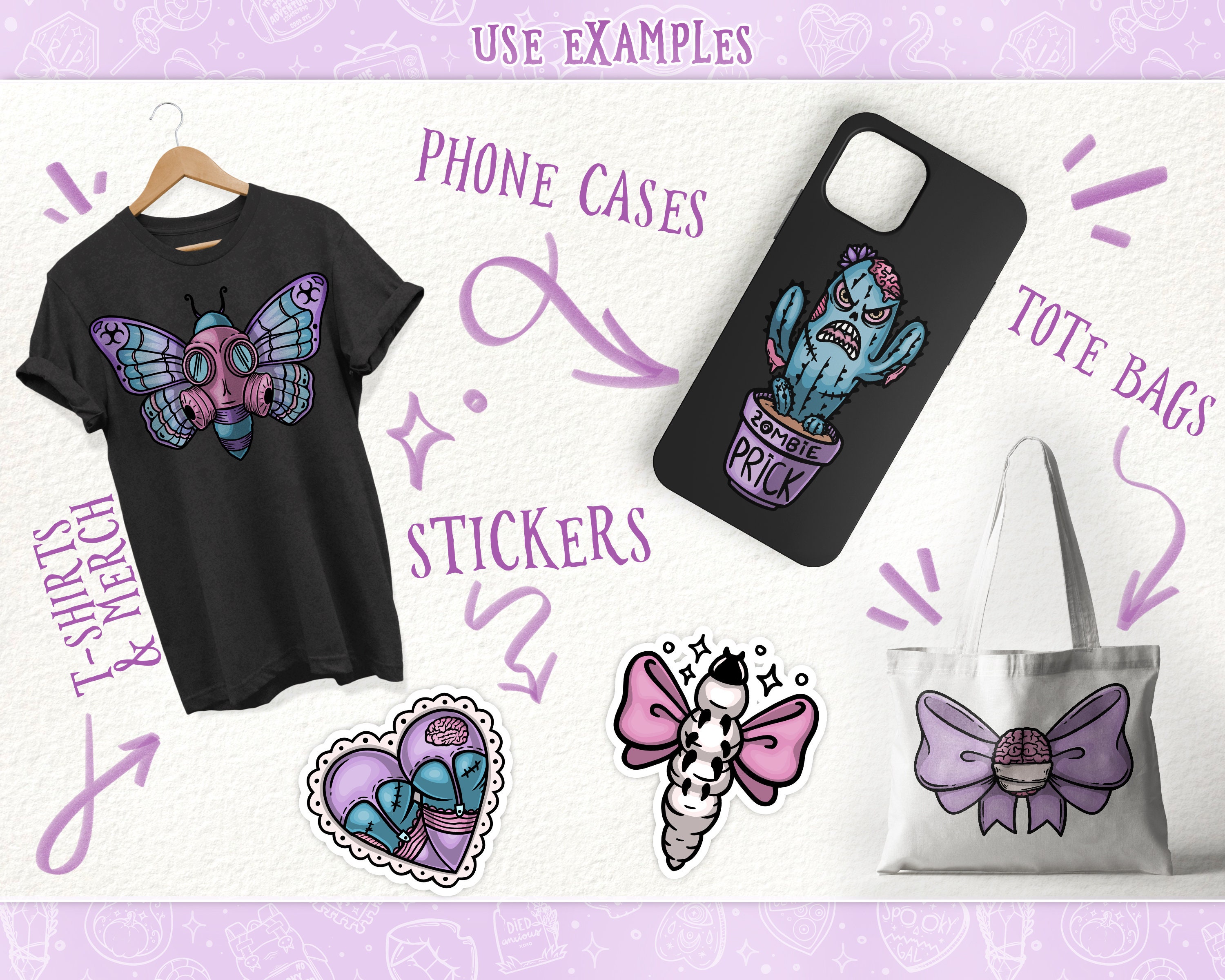 Zombie Apocalypse - Pastel Goth Coloured Clipart Pack, Printable ...