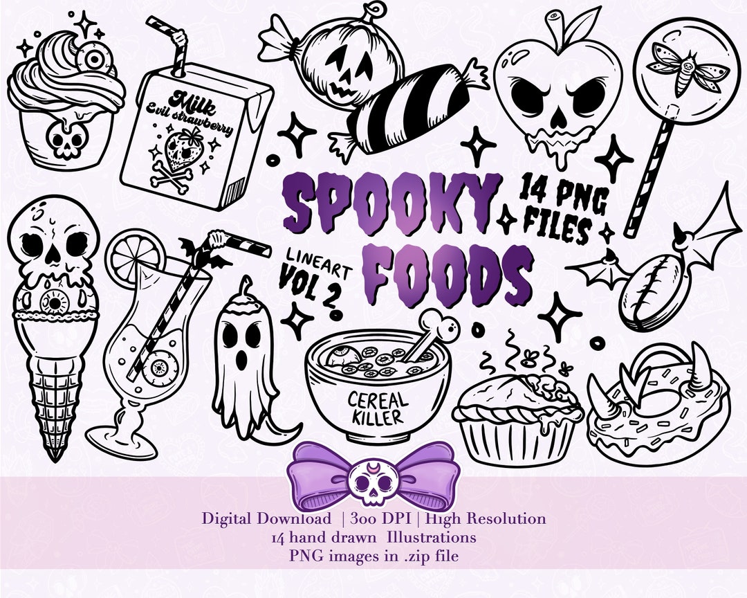 Spooky Foods 2 Lineart Png and SVG / Horror / Ghost Elements, 14high ...