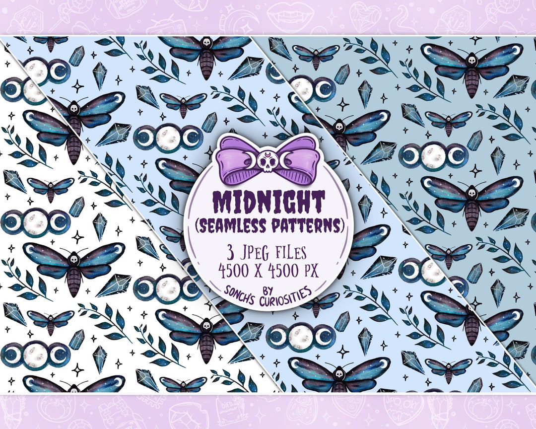 Digital Paper / Seamless Pattern With Midnight Celestial, Moth ...