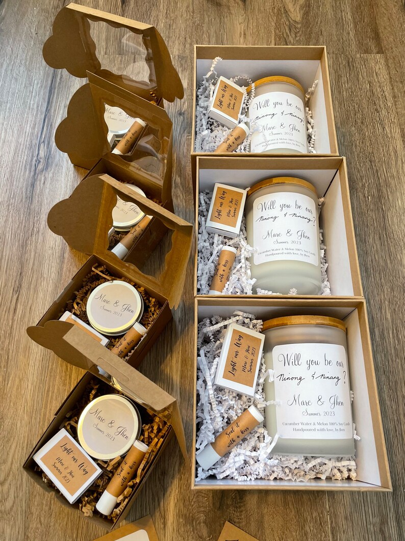 Set of 4, 6, or 10 Ninang/ninong Personalized Proposal Gift. 10oz Soy ...