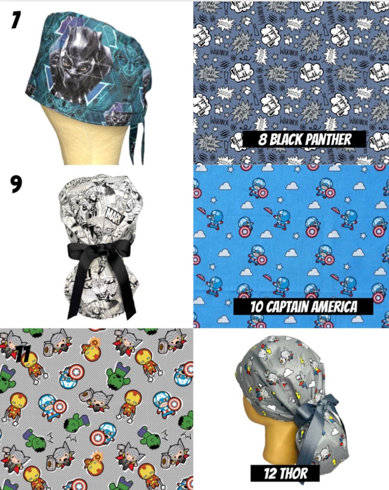 Marvel Scrub Caps Longhair Surgical Caps Ponytail Scrub - Etsy