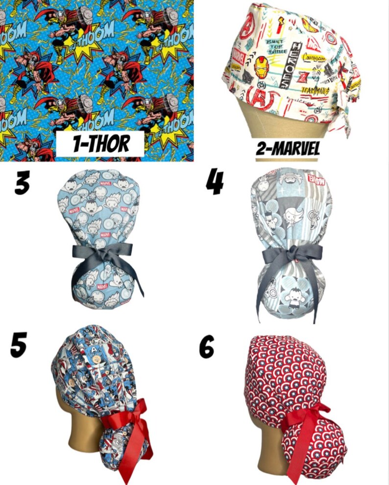 Marvel Scrub Caps Longhair Surgical Caps Ponytail Scrub - Etsy