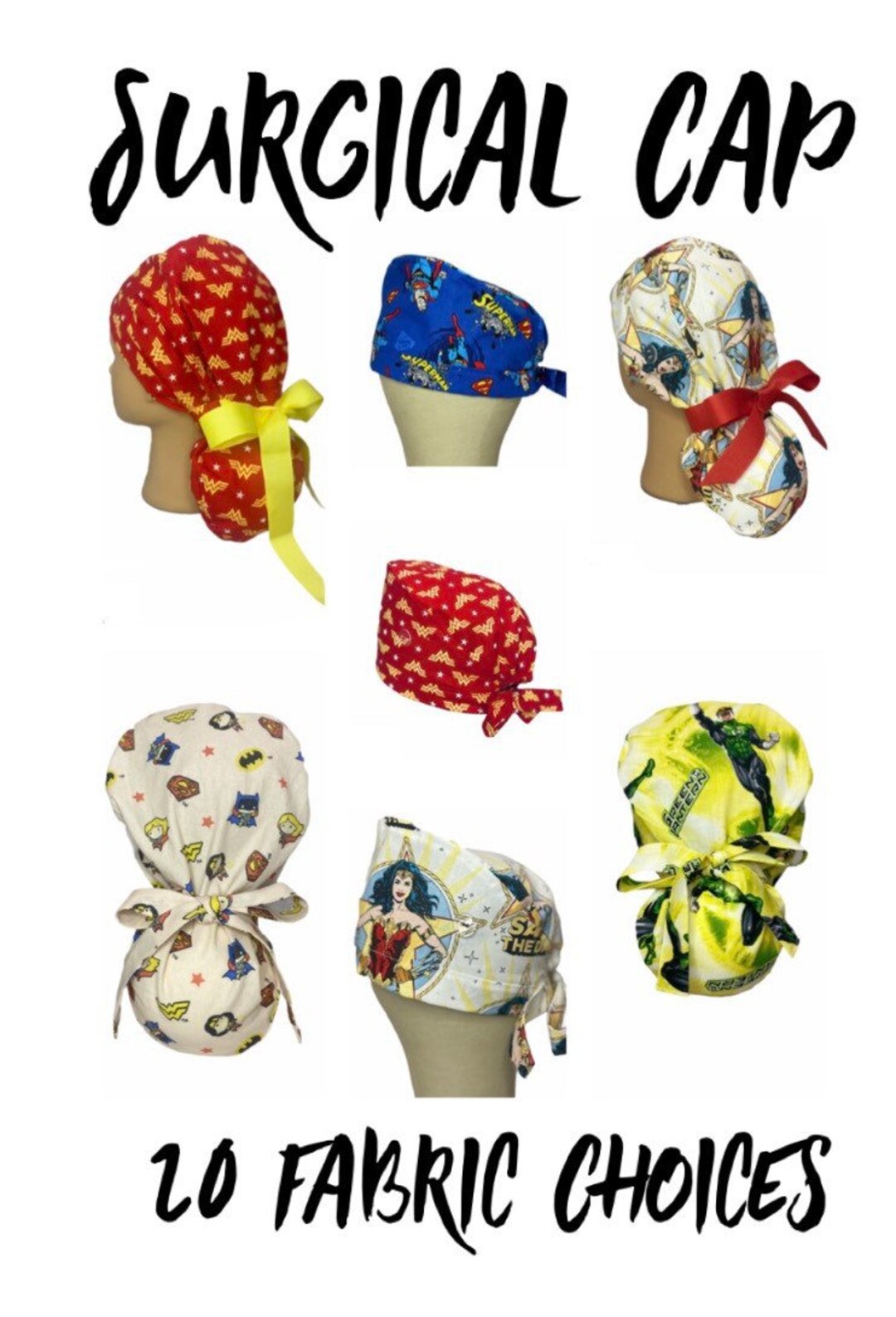 Surgical Scrub Caps DC Comics Superman Wonder Woman Batman Green ...