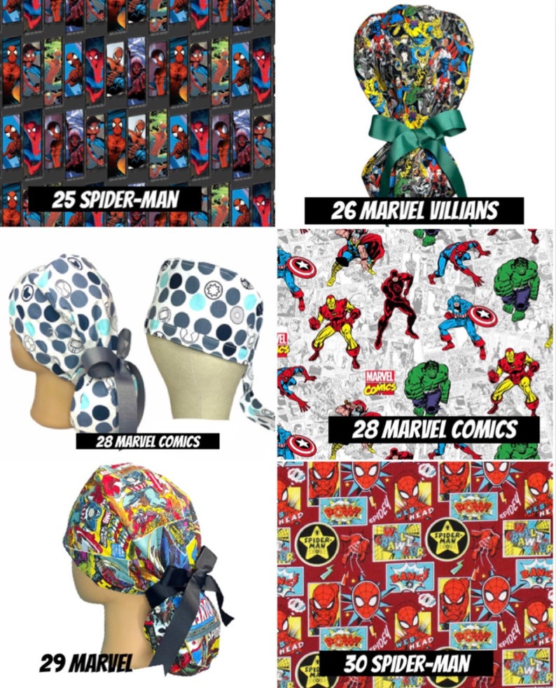 Marvel Scrub Caps Longhair Surgical Caps Ponytail Scrub - Etsy