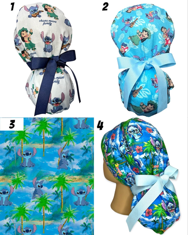 Hawaiian Scrub Caps | Lilo and Stitch | Ponytail Surgical Cap | Nurses ...