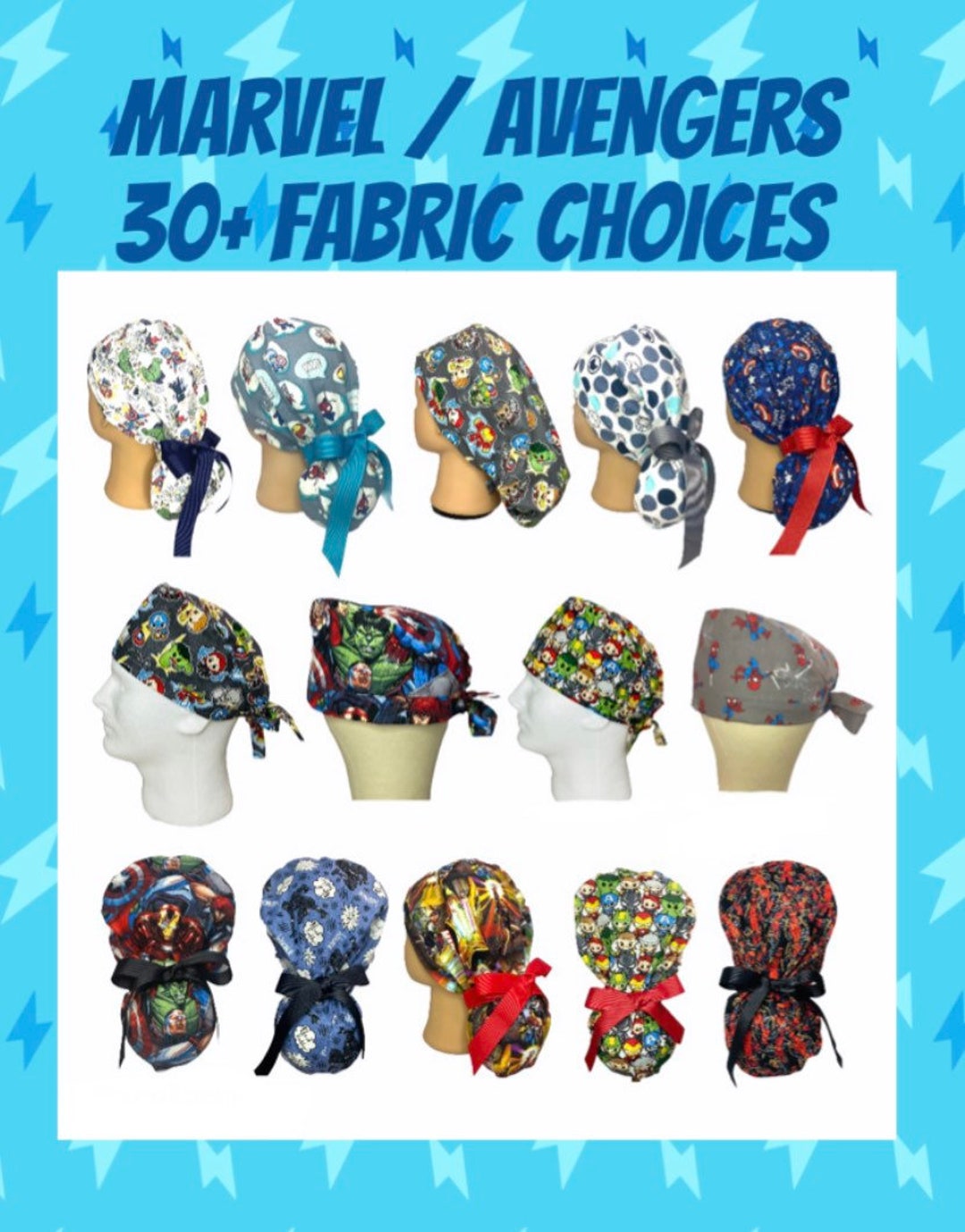 Marvel Scrub Caps Longhair Surgical Caps Ponytail Scrub - Etsy