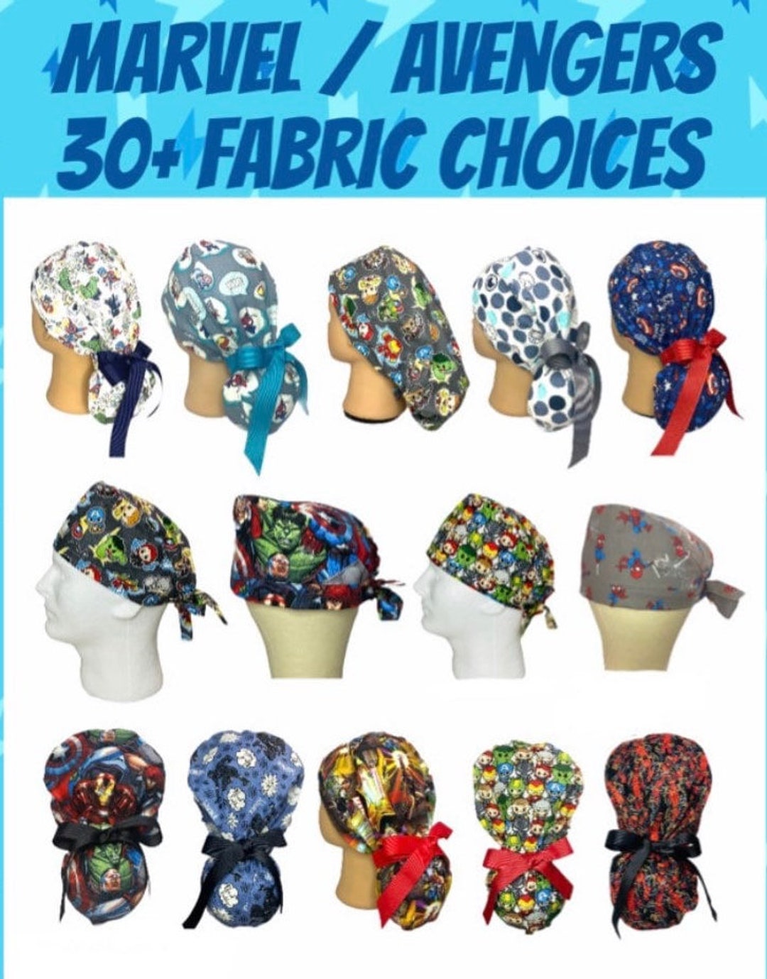 Marvel Scrub Caps | Longhair Surgical Caps | Ponytail Scrub Caps ...