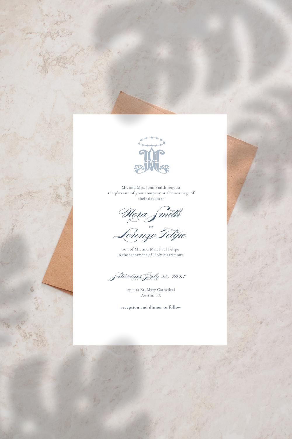 Catholic Wedding Invite, Marian Wedding Invitation, Blue Wedding ...