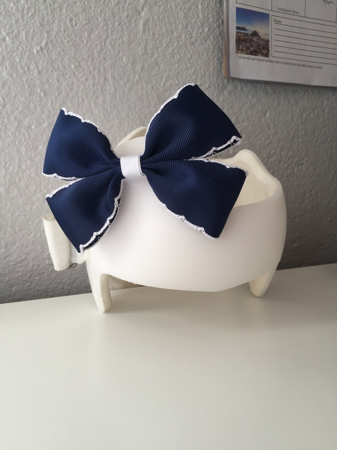 NAVY / LACE Cranial Helmet Bow DOC Band Bow Starband Bow - Etsy