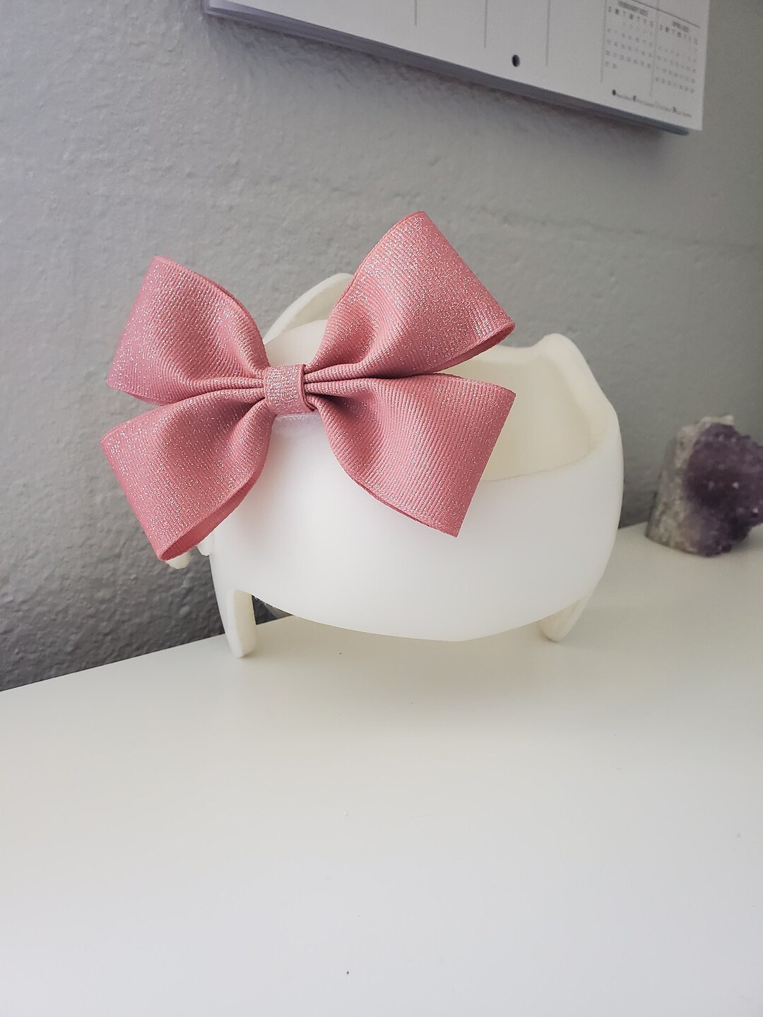 Vintage ROSE GLITTER Cranial Helmet Bow DOC Band Bow Starband Bow - Etsy