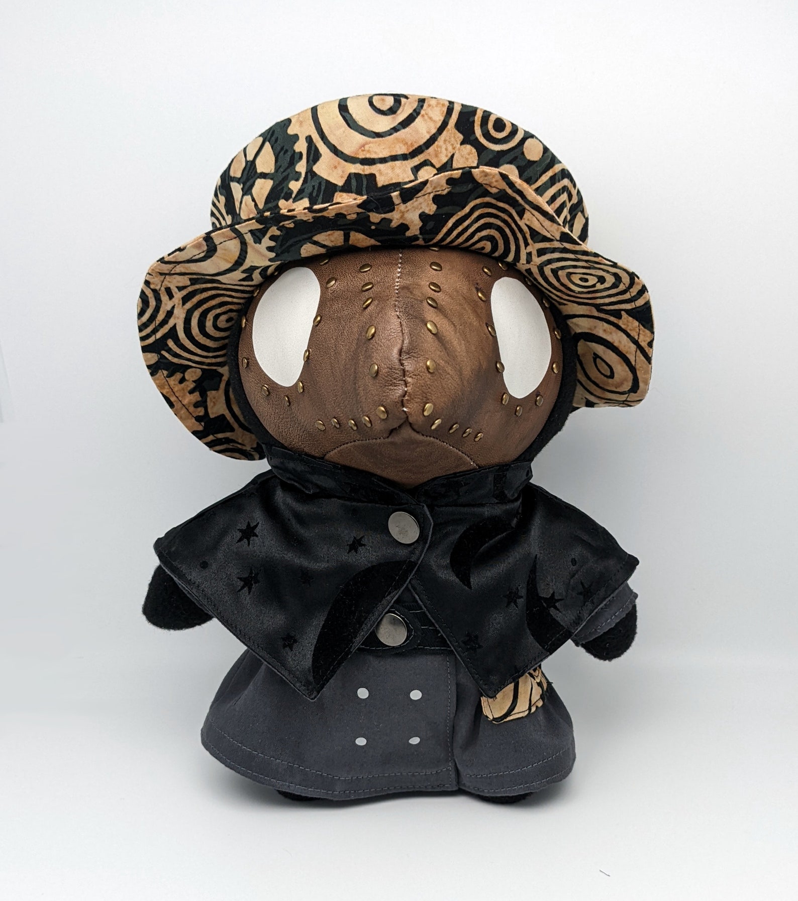 Plague Doctor Plushie Real Leather Mask Metal Rivets Horror Art Doll ...