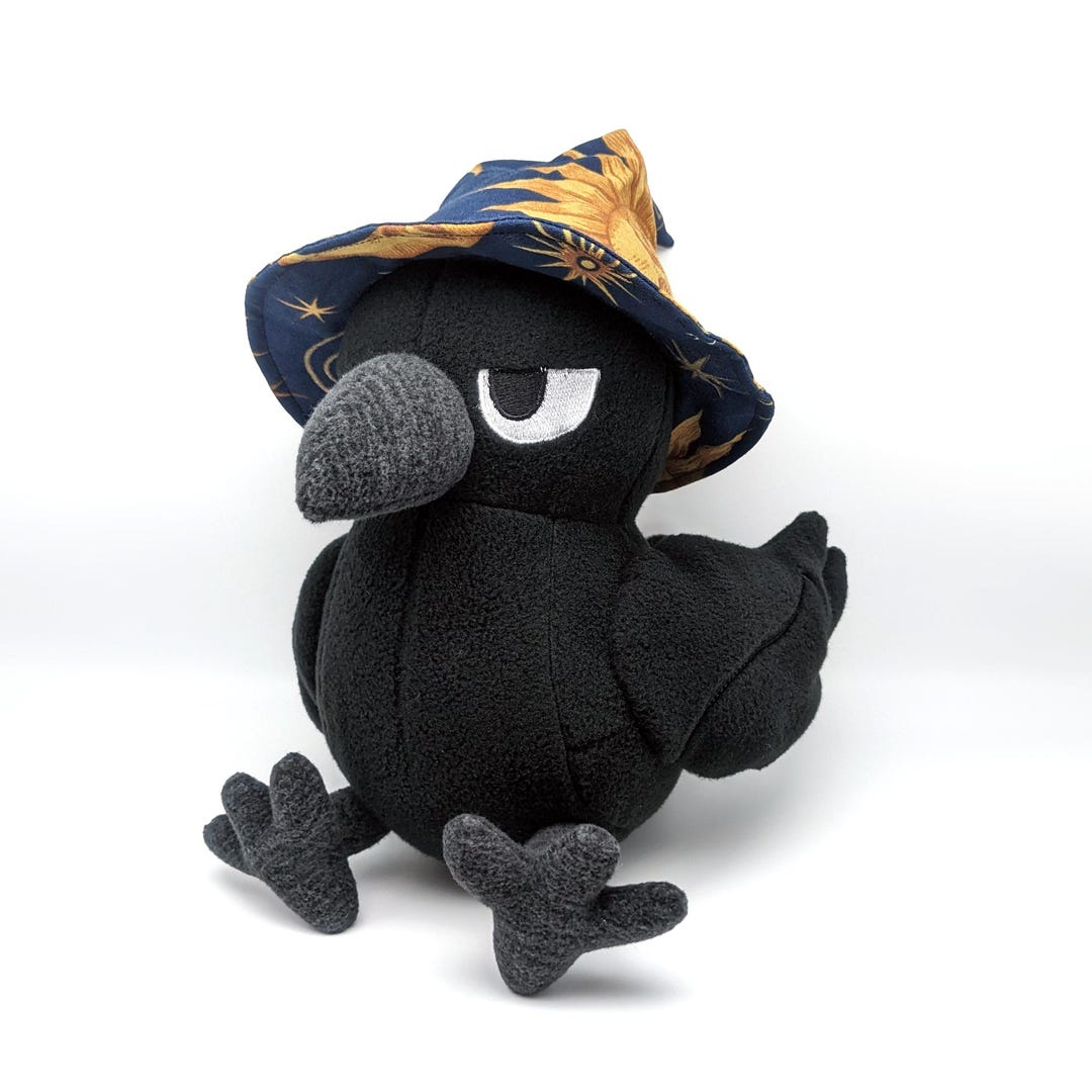 Raven Witch Plushie Black Crow Celestial Witches Hat Stuffie Soft Plush ...
