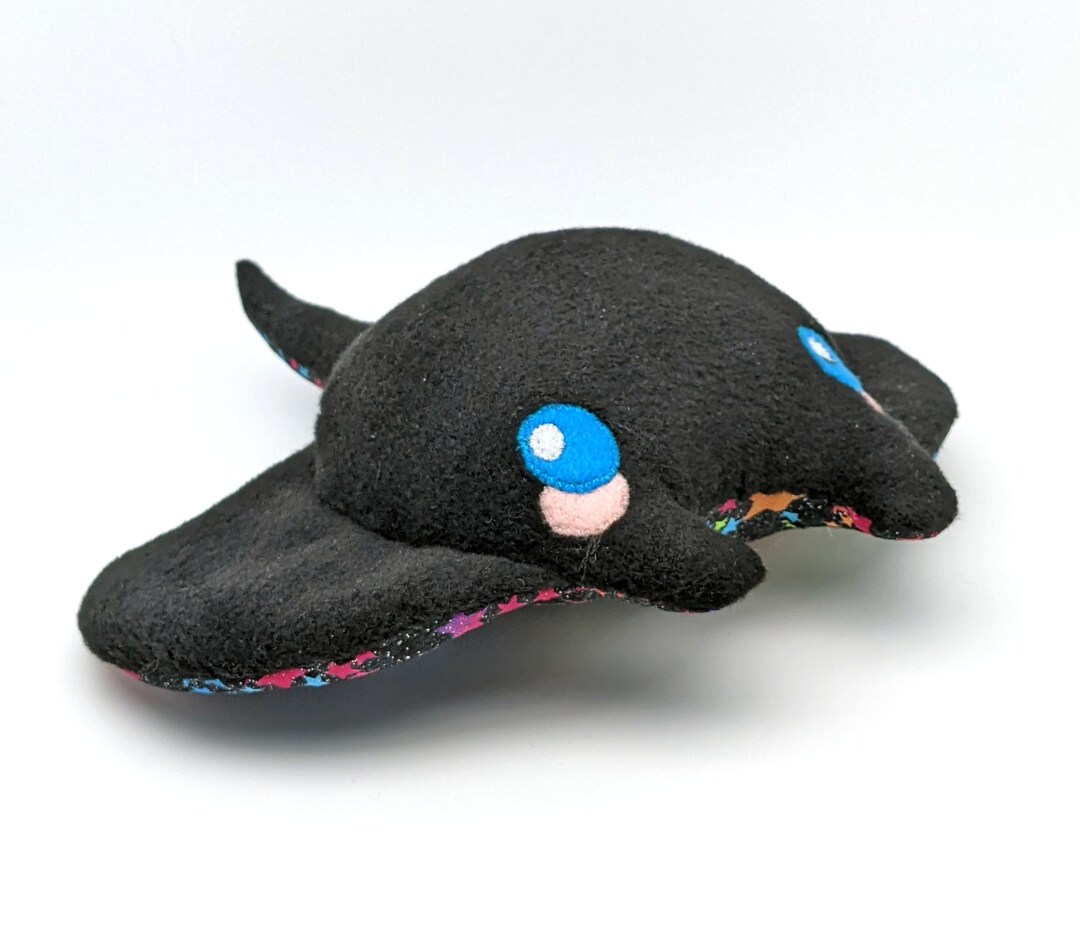 Manta Ray Plushie Black Stingray Stuffie Glitter Rainbow Star - Etsy