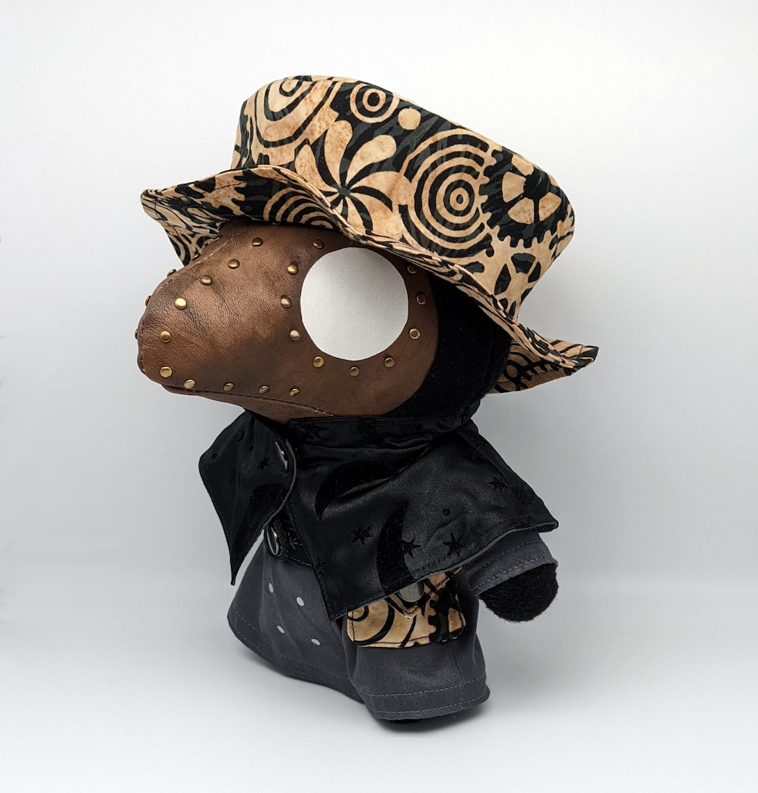 Plague Doctor Plushie Real Leather Mask Metal Rivets Horror Art Doll ...