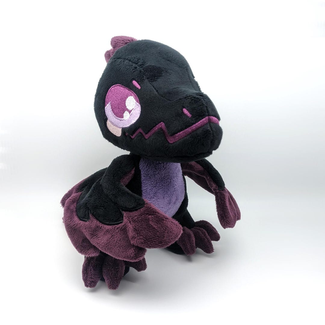 Raptor Plushie Black and Purple Feathered Velociraptor Dinosaur Stuffie ...