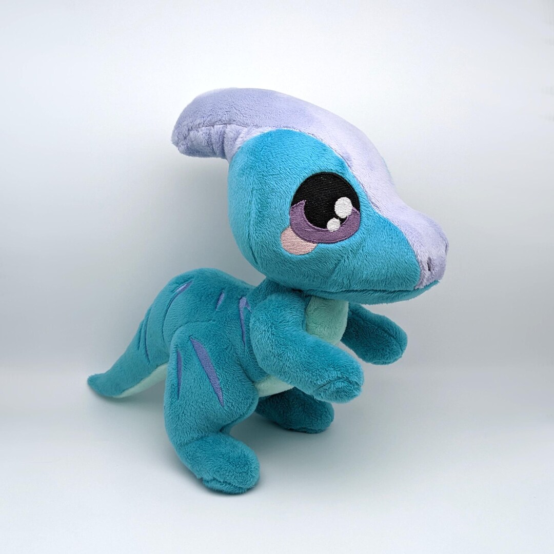 Parasaur Dinosaur Plushie Teal Minky Parasaurolophus Purple Crest Dino ...