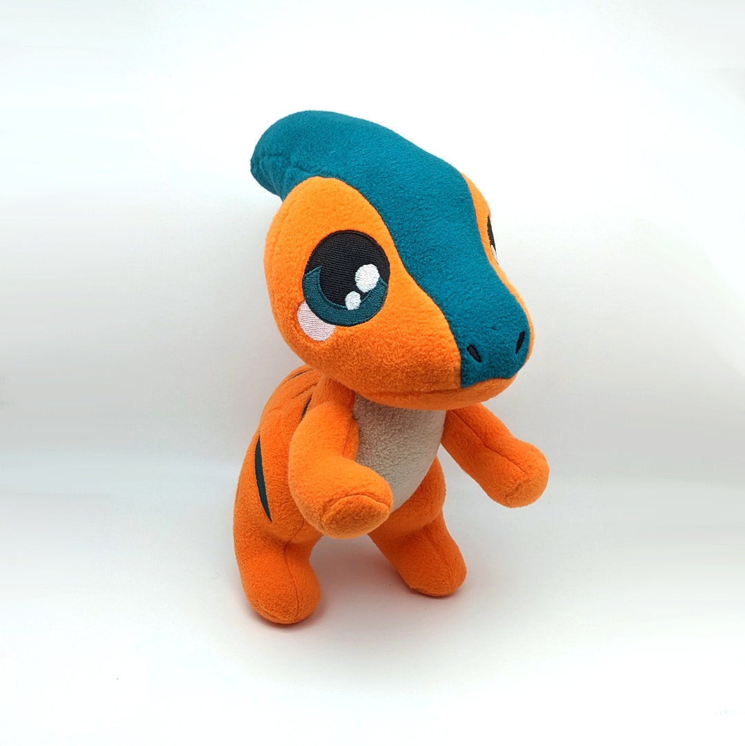 Parasaurolophus Dinosaur Plushie Orange Parasaur Teal Crest Dino ...