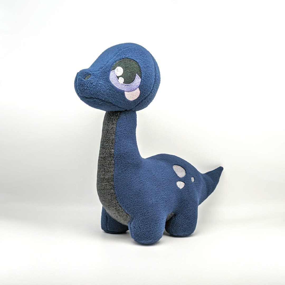 Brontosaurus Plushie Navy Blue Dinosaur Stuffie Dark Blue Dino Stuffed ...