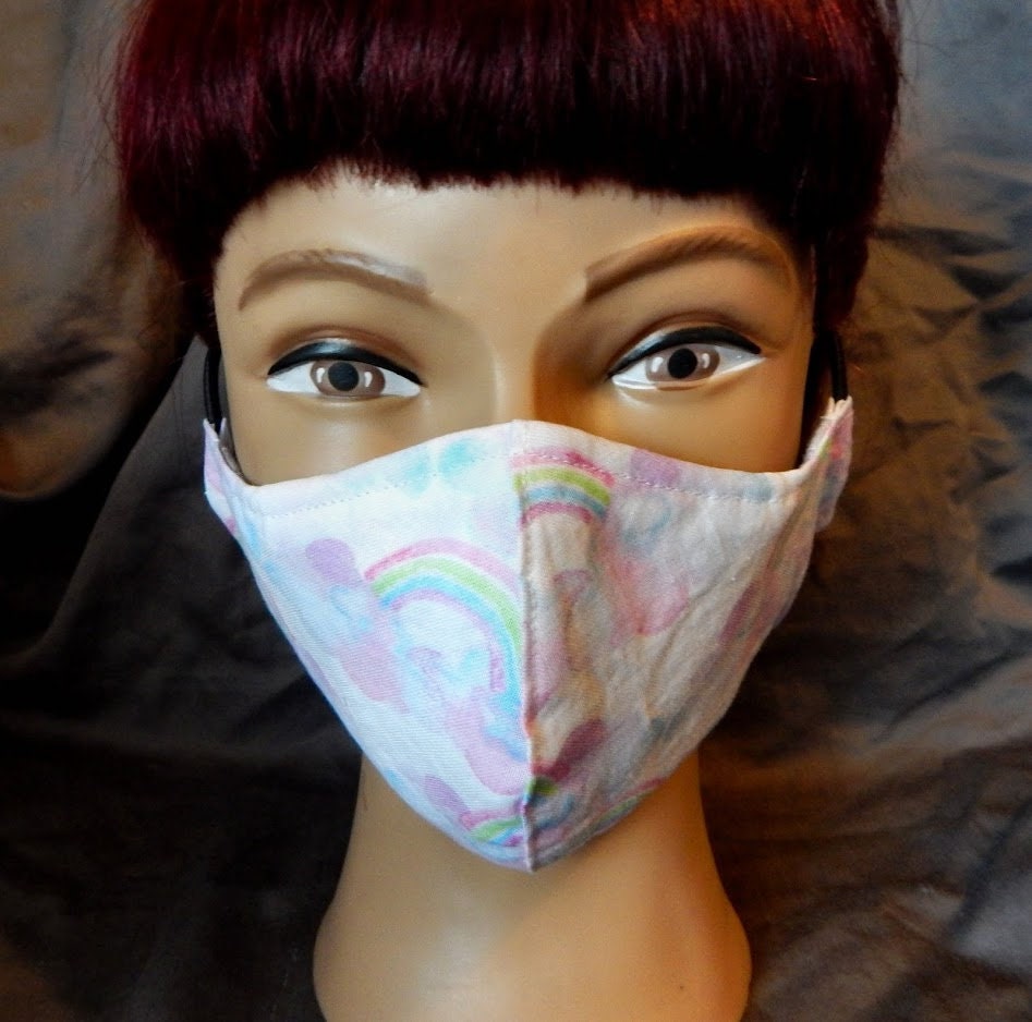Rainbow Face Mask White Watercolor Cotton Mask Non Woven | Etsy