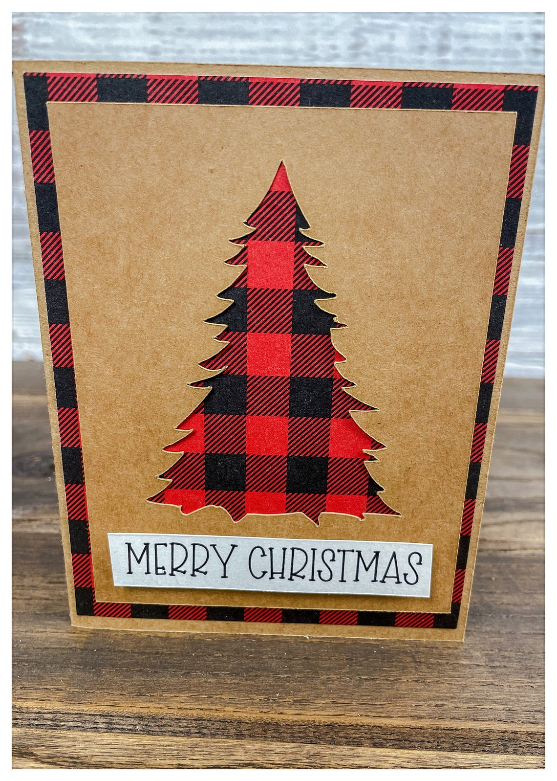 Buffalo Plaid Christmas Card Pack Holiday Card Bear and - Etsy