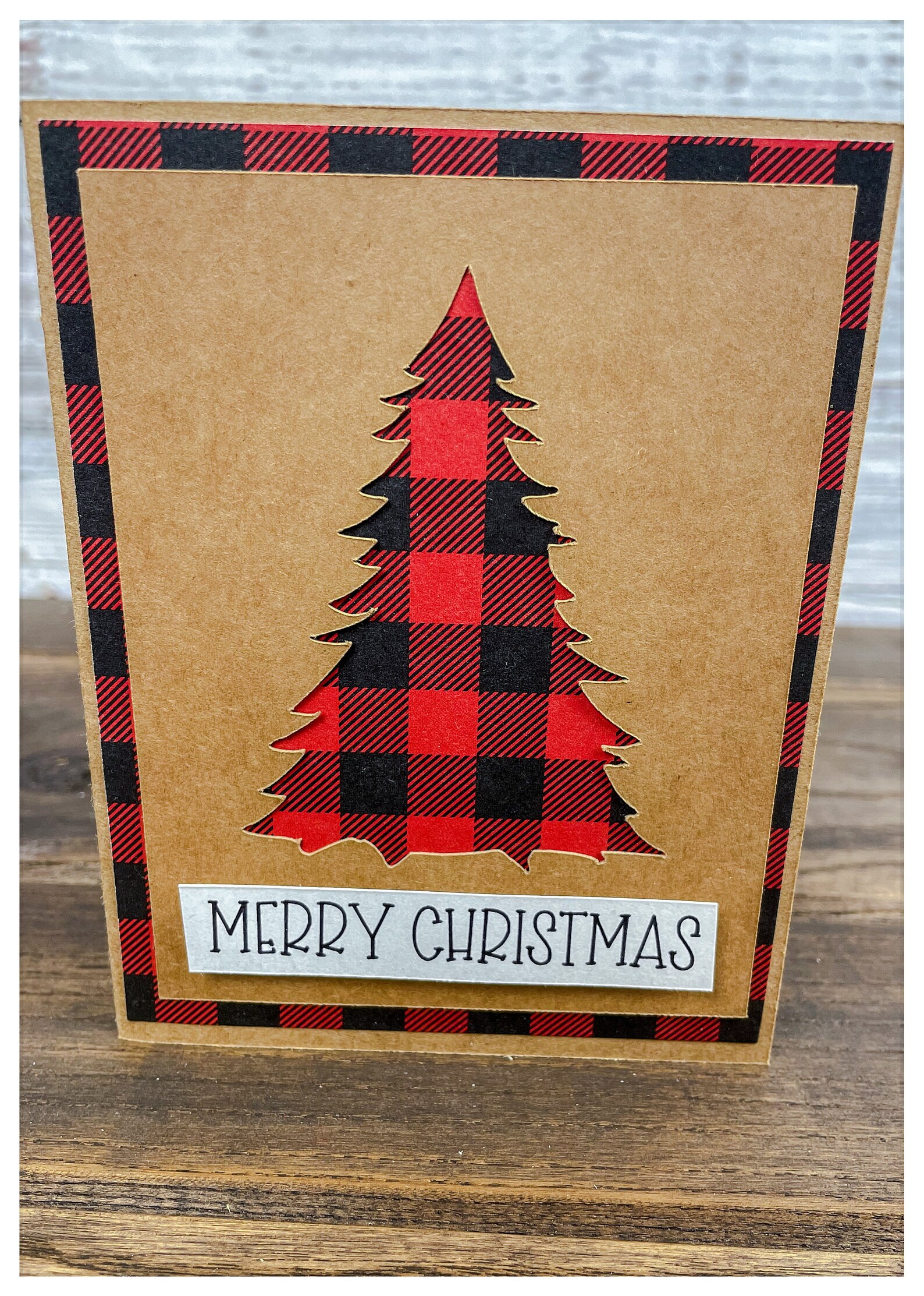 Buffalo Plaid Christmas Card Pack Holiday Card Bear and - Etsy