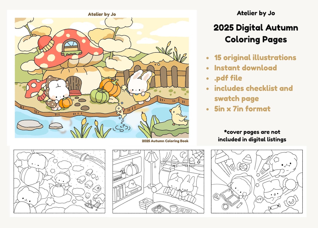 Atelier by Jo Autumn 2025 Coloring Book PDF | Fall Kawaii Printable Art ...