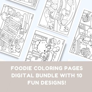 Digital Foodie Coloring Page Bundle 10 Original Illustrations for ...