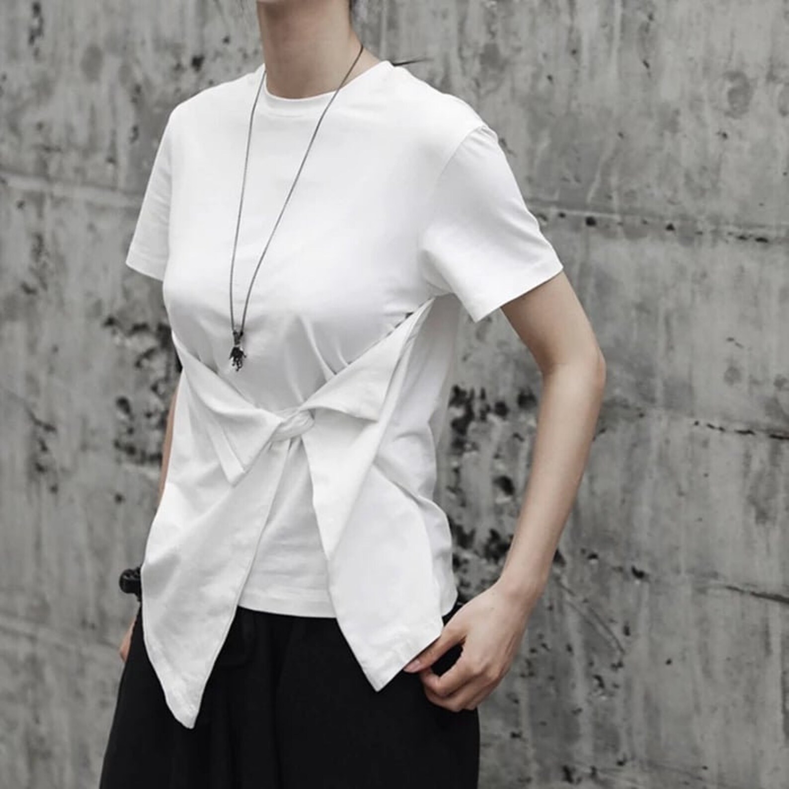 Women White Fold Split T-shirt Womens Shirt Minimalist Shirt - Etsy