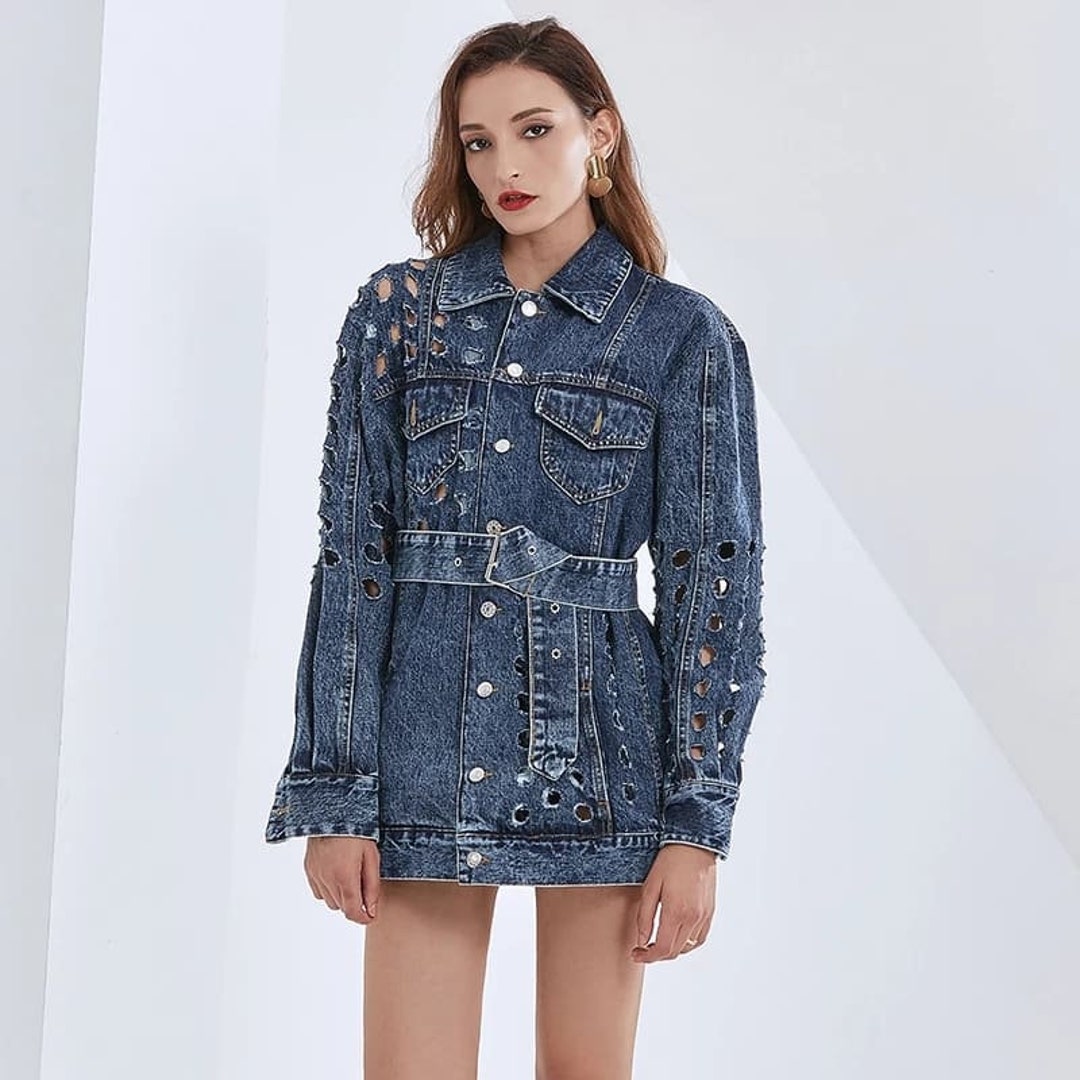 Jean Jacket Denim Patchwork Jacket Boho Jacket Embellished - Etsy