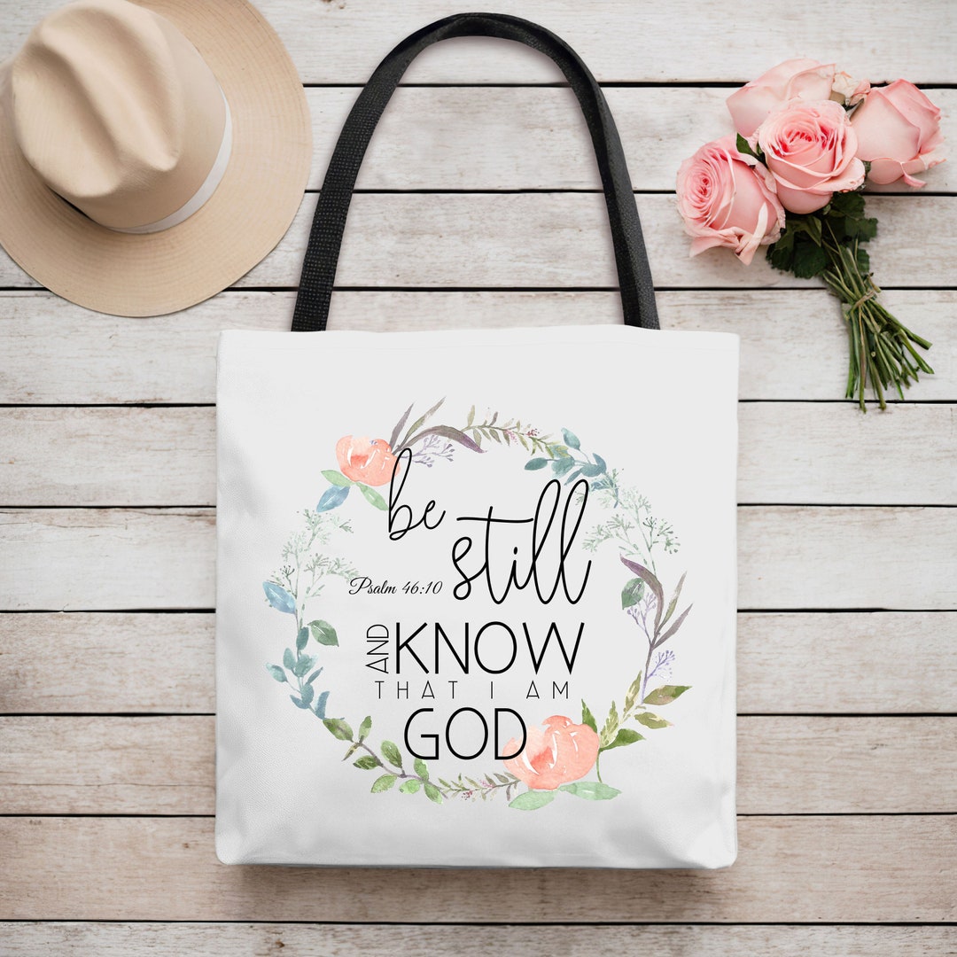 Christian Tote Bag, Psalm 46:10, Psalms Tote Bag, Bible Study Tote Bag ...