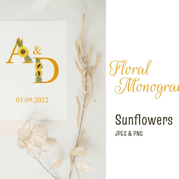Sunflower Monogram - Etsy