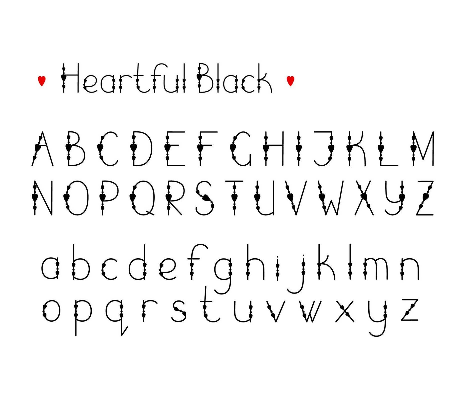 Heartful Font, Letters Decorated With Hearts, St Valentine, Love ...