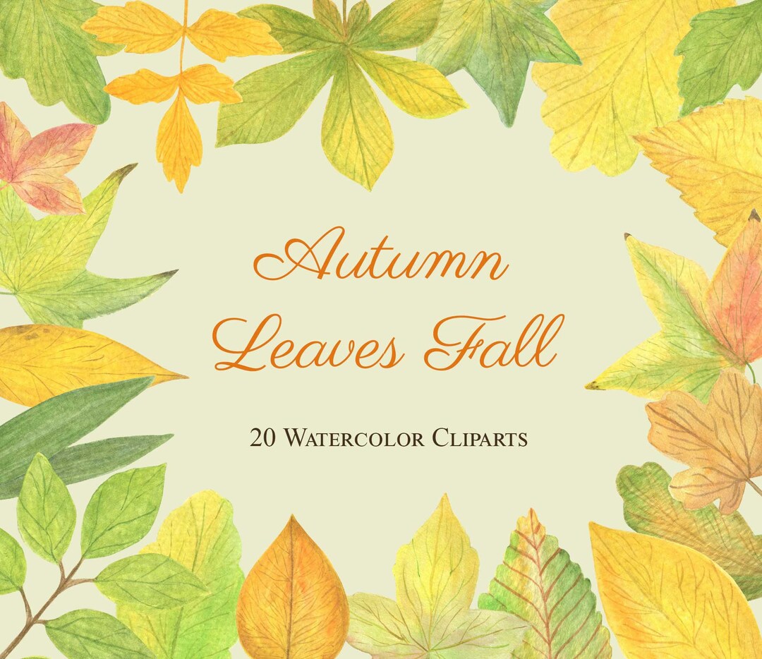 Autumn Leaves Fall Watercolor Clipart Digital Clipart PNG - Etsy