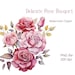 Pink Roses Bouquet Watercolor Sublimation Clipart, PNG Files Digital ...