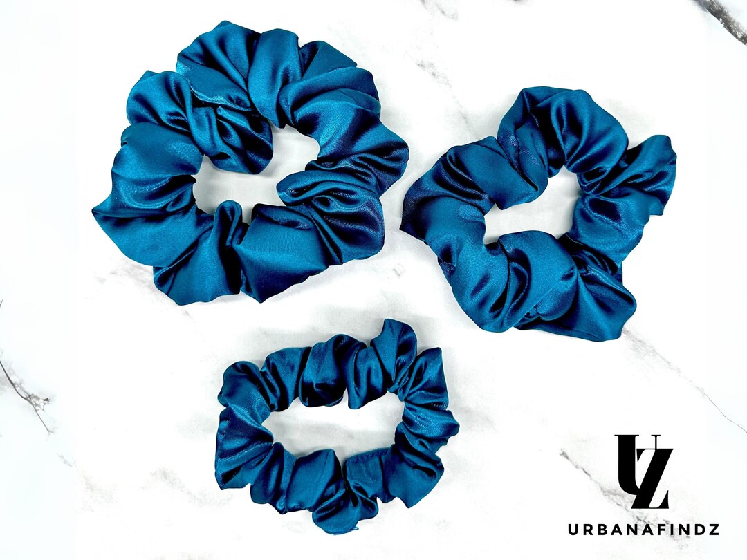 Handmade Silky Teal Satin Scrunchie: Hair Accessory - Etsy