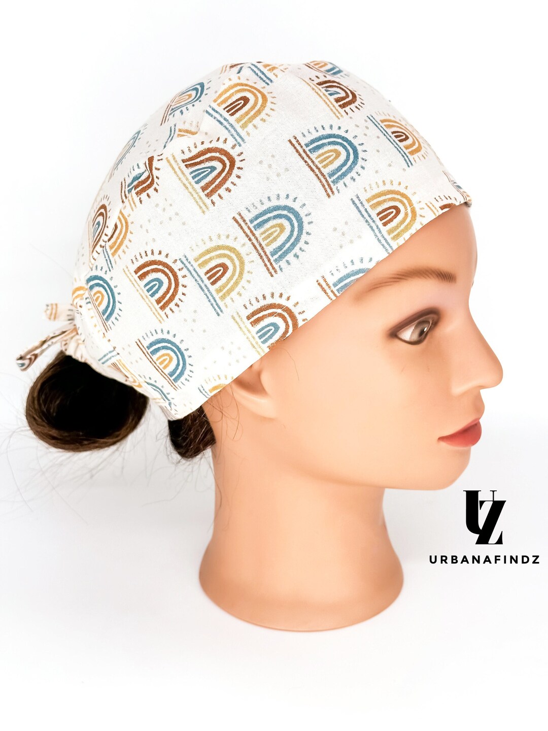 Boho Rainbow Surgical Scrub Cap in Neutral Color Stylish Unisex Scrub ...
