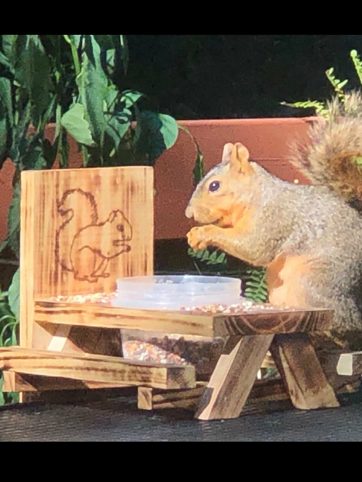 Handmade Squirrel Picnic Table w/Torched Finish and Metal | Etsy