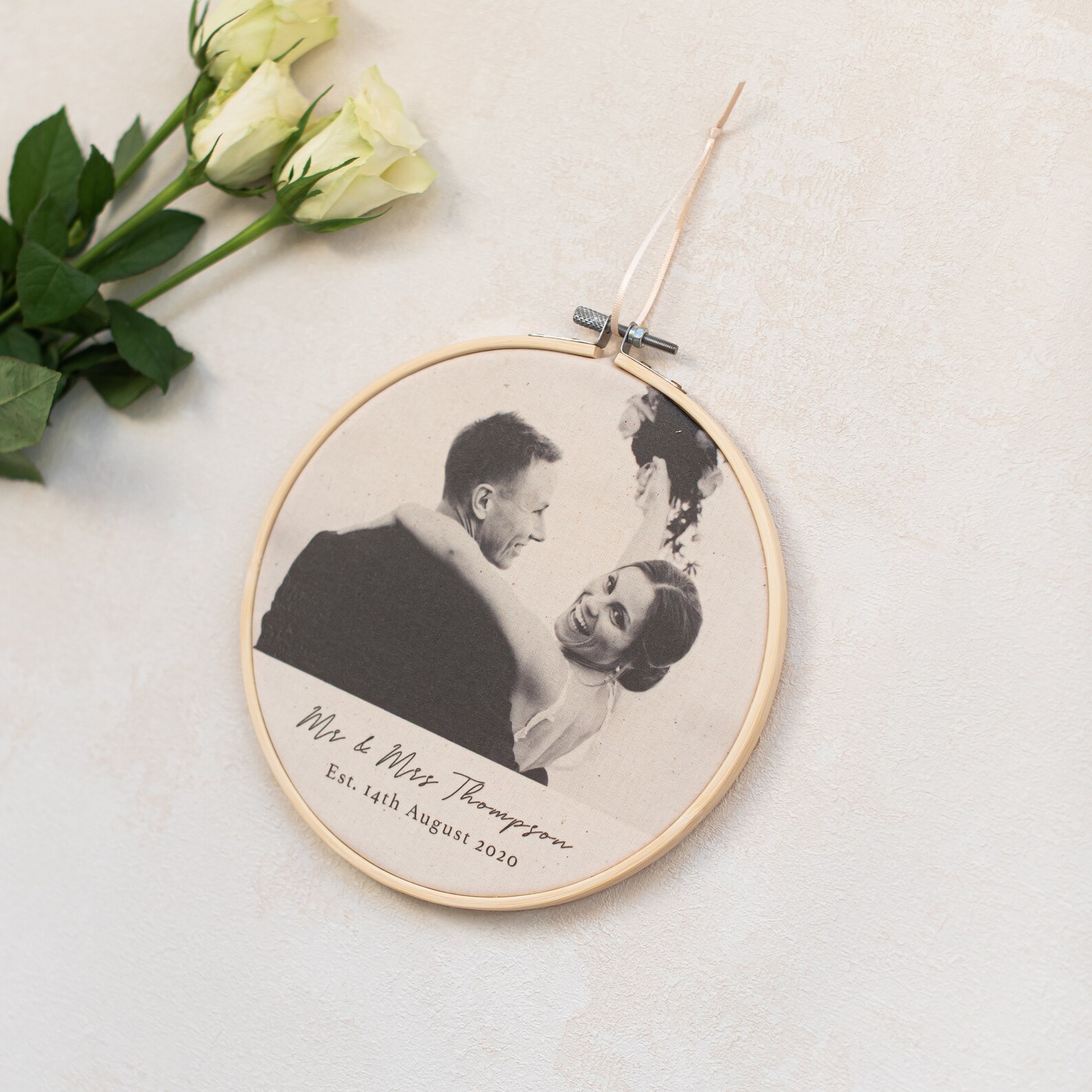 Personalised Wedding Photo Embroidery Hoop Cotton Anniversary - Etsy