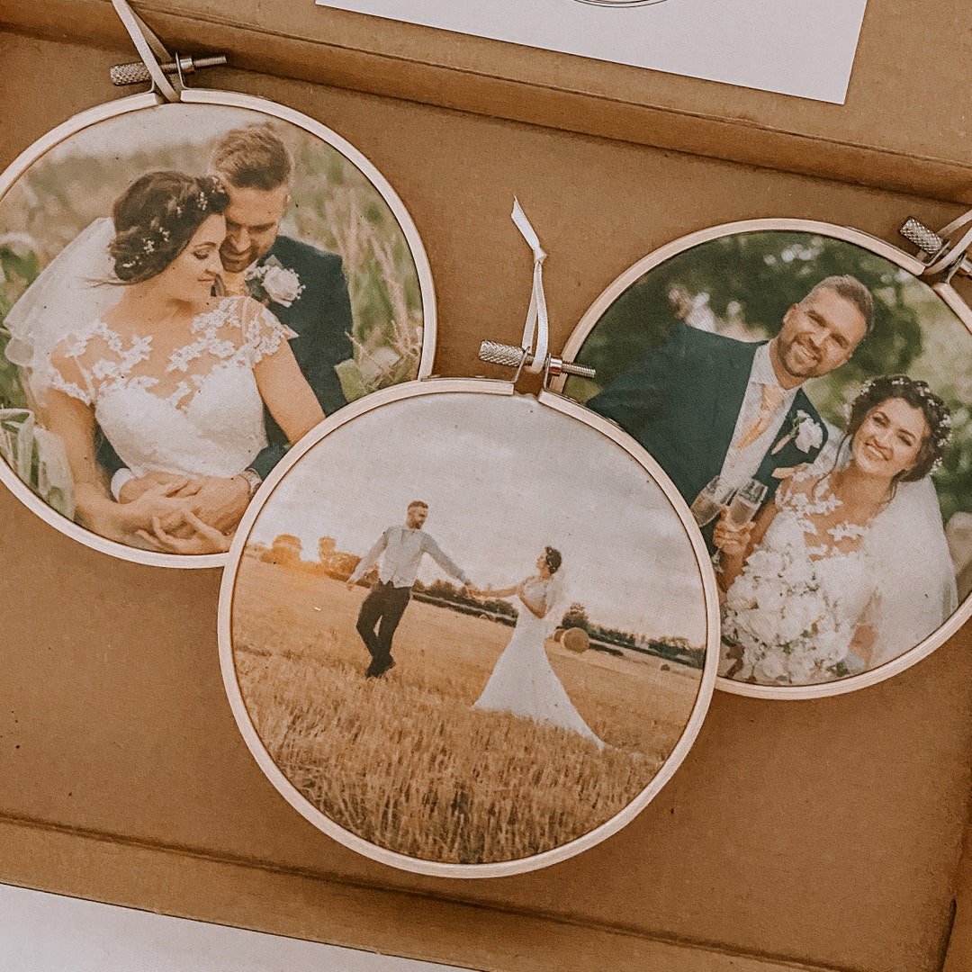 Set of 3 Wedding Photo Embroidery Hoops Cotton Anniversary - Etsy