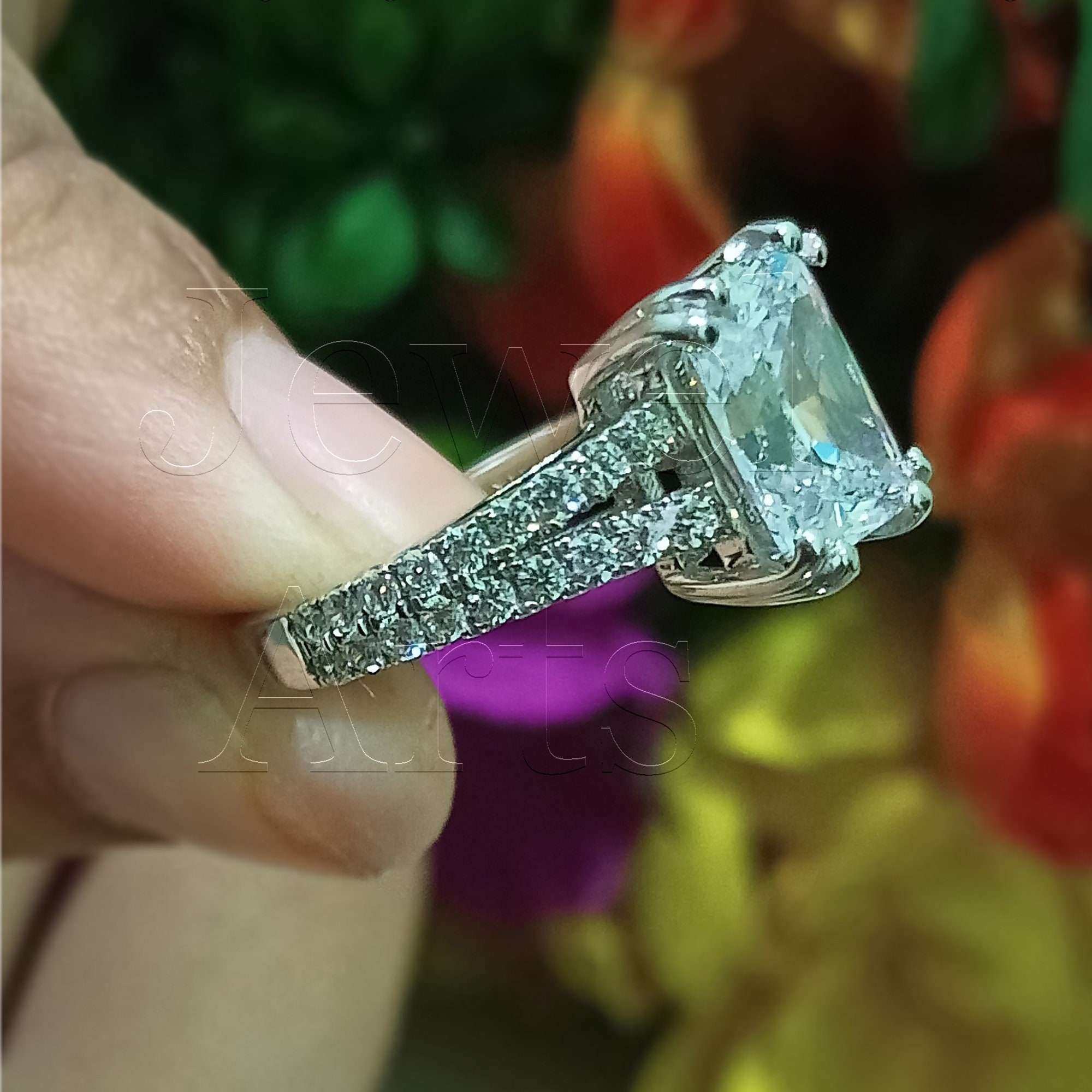 3CT Radiant Cut Engagement Ring. Radiant Diamond Split Shank | Etsy