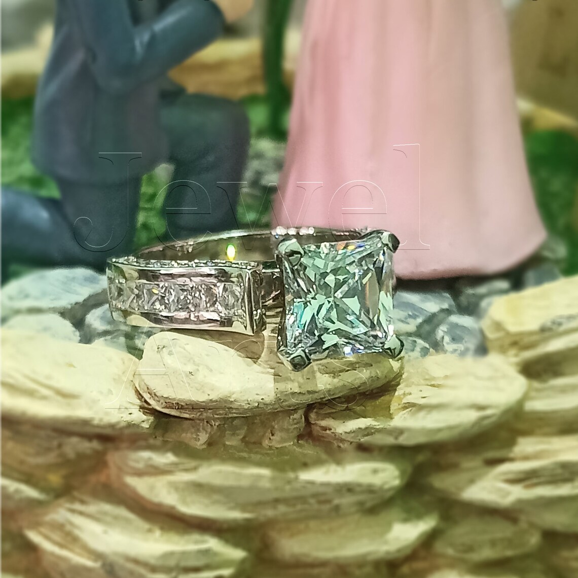 Princess Cut Diamond Ring- Sterling Silver Ring- Engagement Ring ...