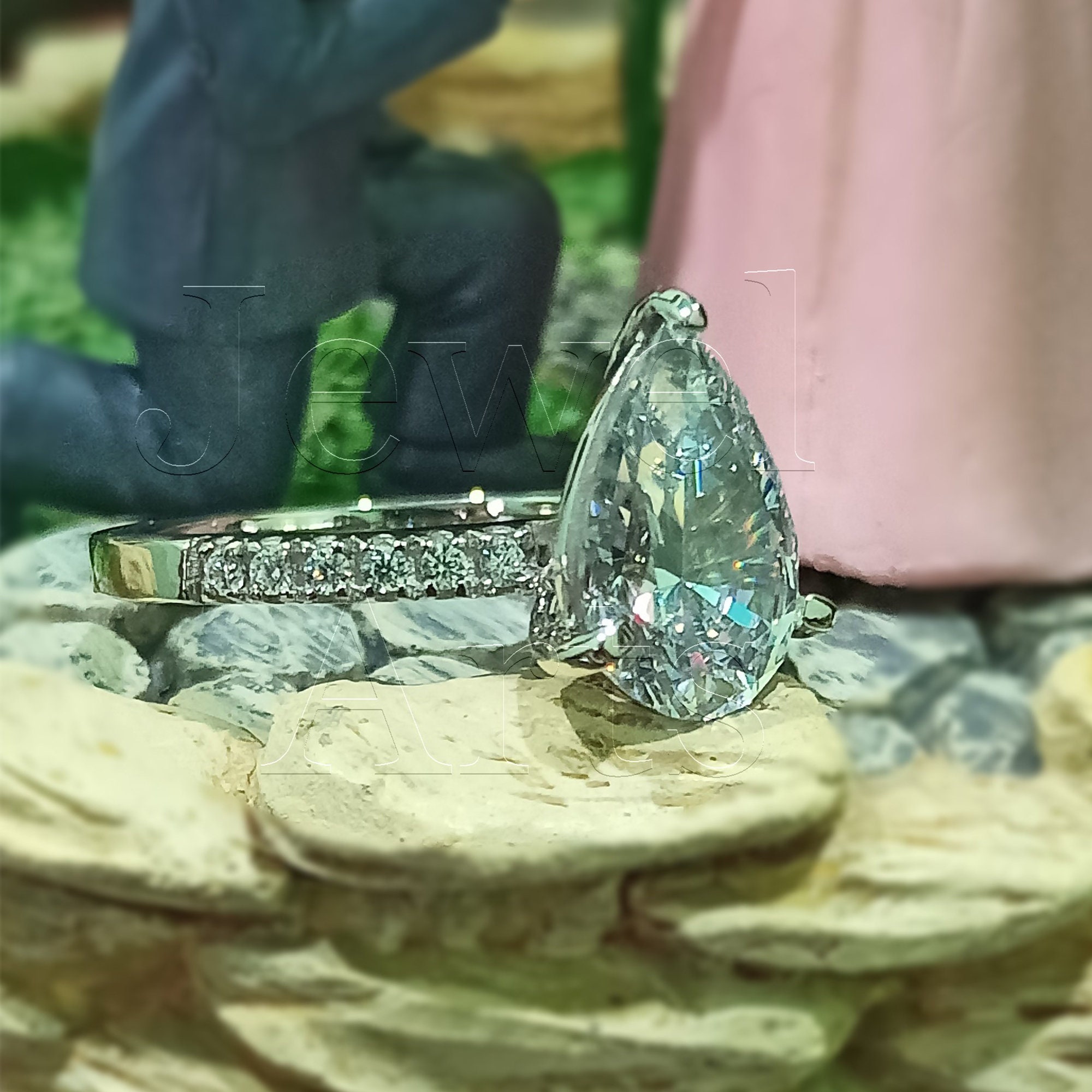 3Ct Birne Form Solitär Ehering, simulierte Diamant Verlobungsring ...