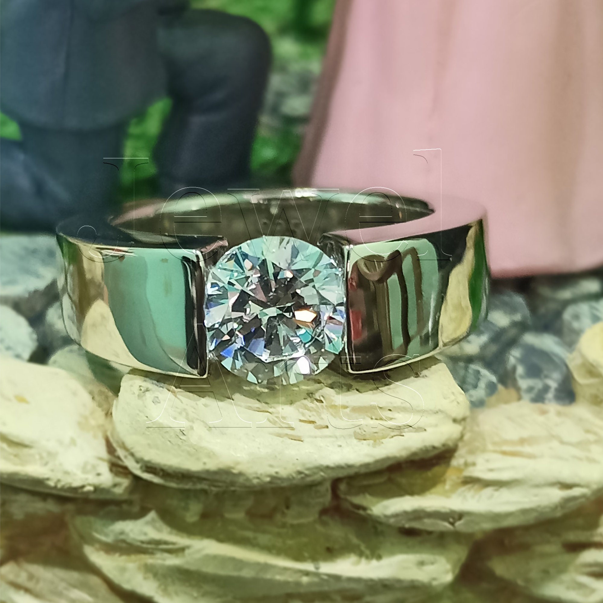 Brilliant 2 Ct Solitaire Engagement Ring, Simulated Diamond Mens Ring ...