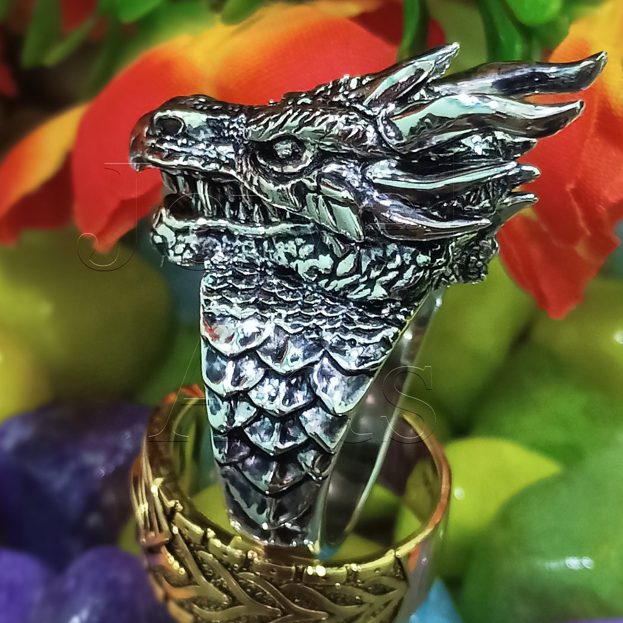 Mens Engagement Ring, Dragon Ring Sterling Silver Solid, Oxidized ...