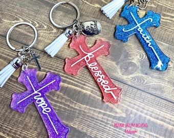 Acrylic Cross Keychain - Etsy