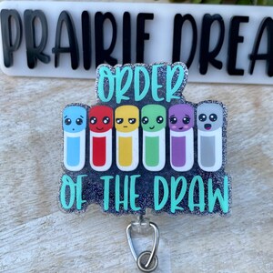 Lab Order of Draw Badge Reel, Phlebotomist Badge Reel, MLT, MLS, CLS ...