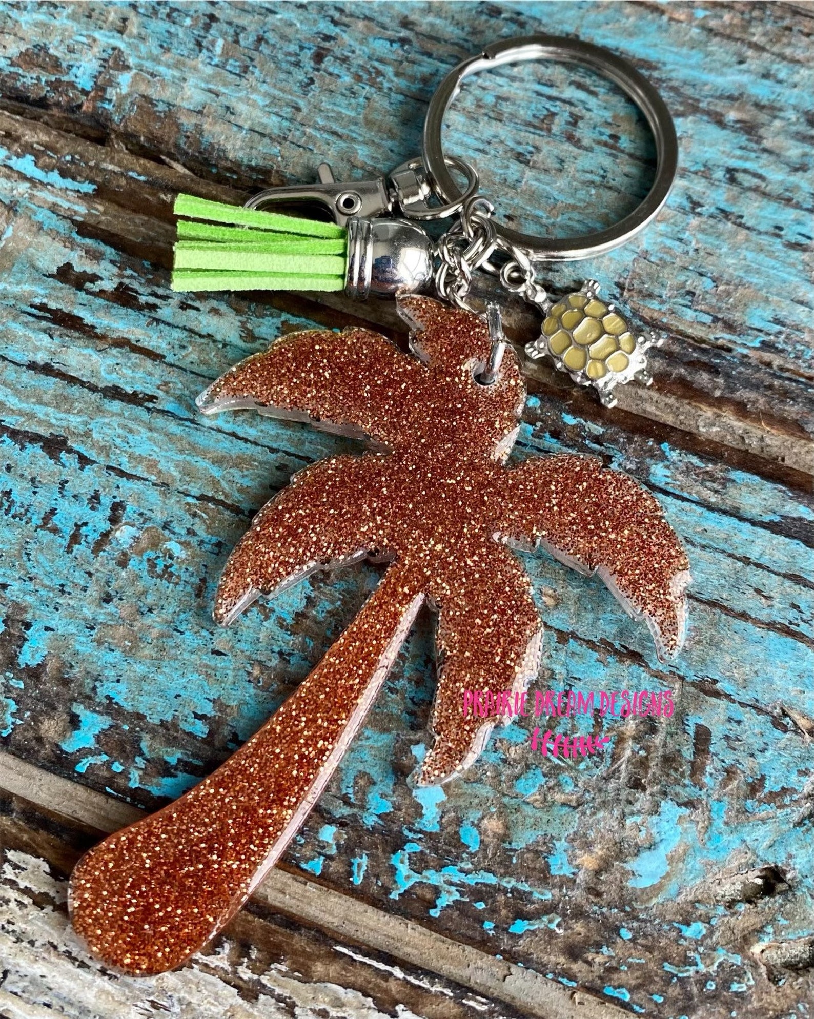 Palm Tree Acrylic Keychain Palm Tree Keychain Glitter - Etsy