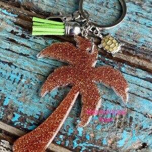 Palm Tree Acrylic Keychain, Palm Tree Keychain, Glitter Keychain ...